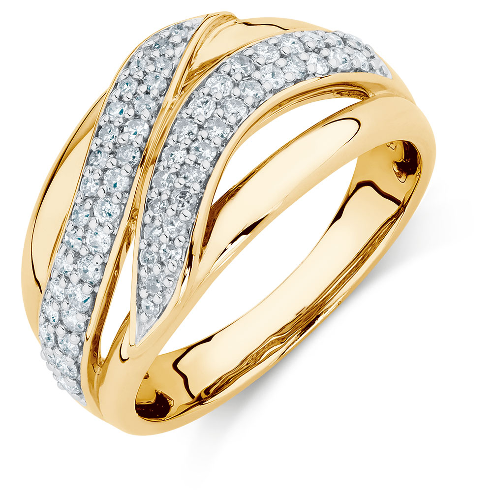 Ring With 1 2 Carat TW Of Diamonds In 10ct Yellow Gold Ring With 1 2 Carat TW Of Diamonds In 10ct Yellow Gold