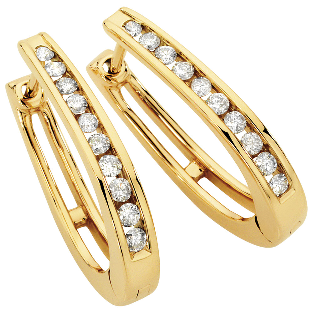Hoop Earrings With 1 2 Carat TW Of Diamonds In 10ct Yellow Gold