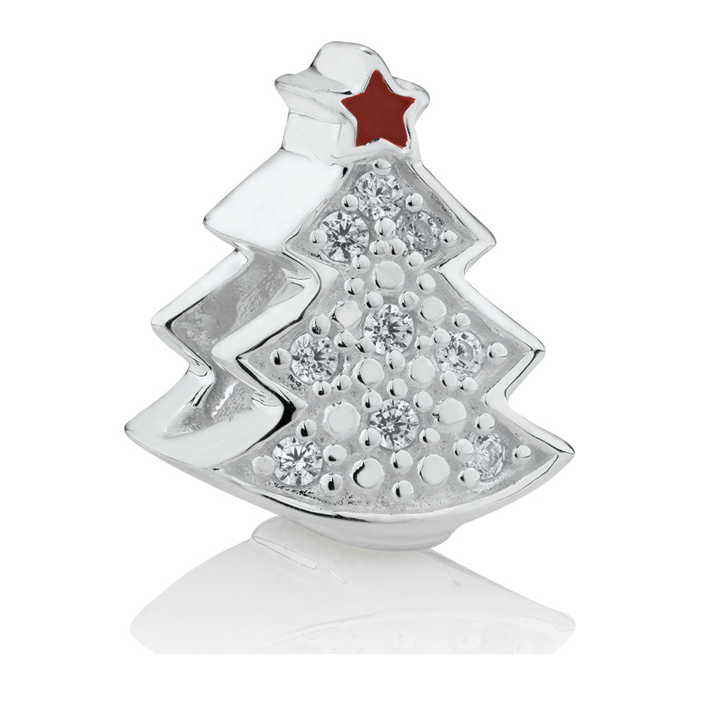 Christmas Tree Charm with Cubic Zirconia in Sterling Silver Christmas Tree Charm with Cubic Zirconia in Sterling Silver