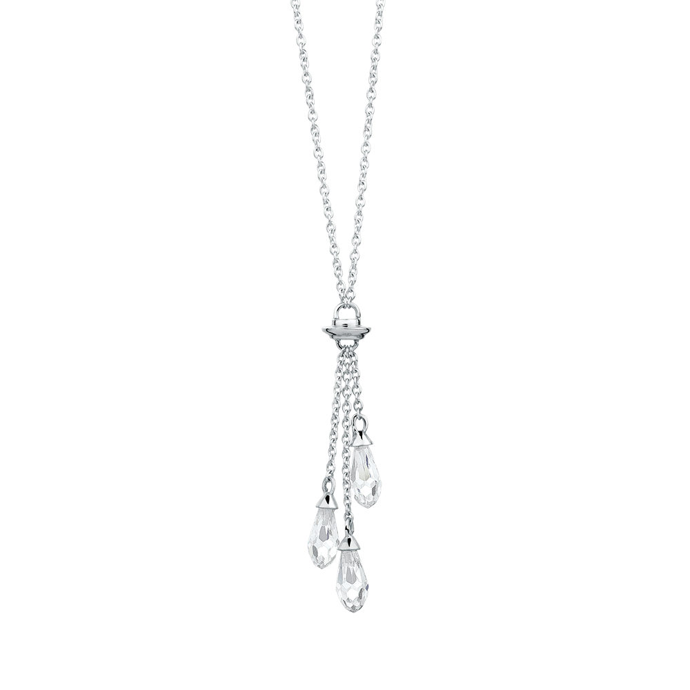 Cubic Zirconia & Sterling Silver Charm Lariat Necklace Cubic Zirconia & Sterling Silver Charm Lariat Necklace