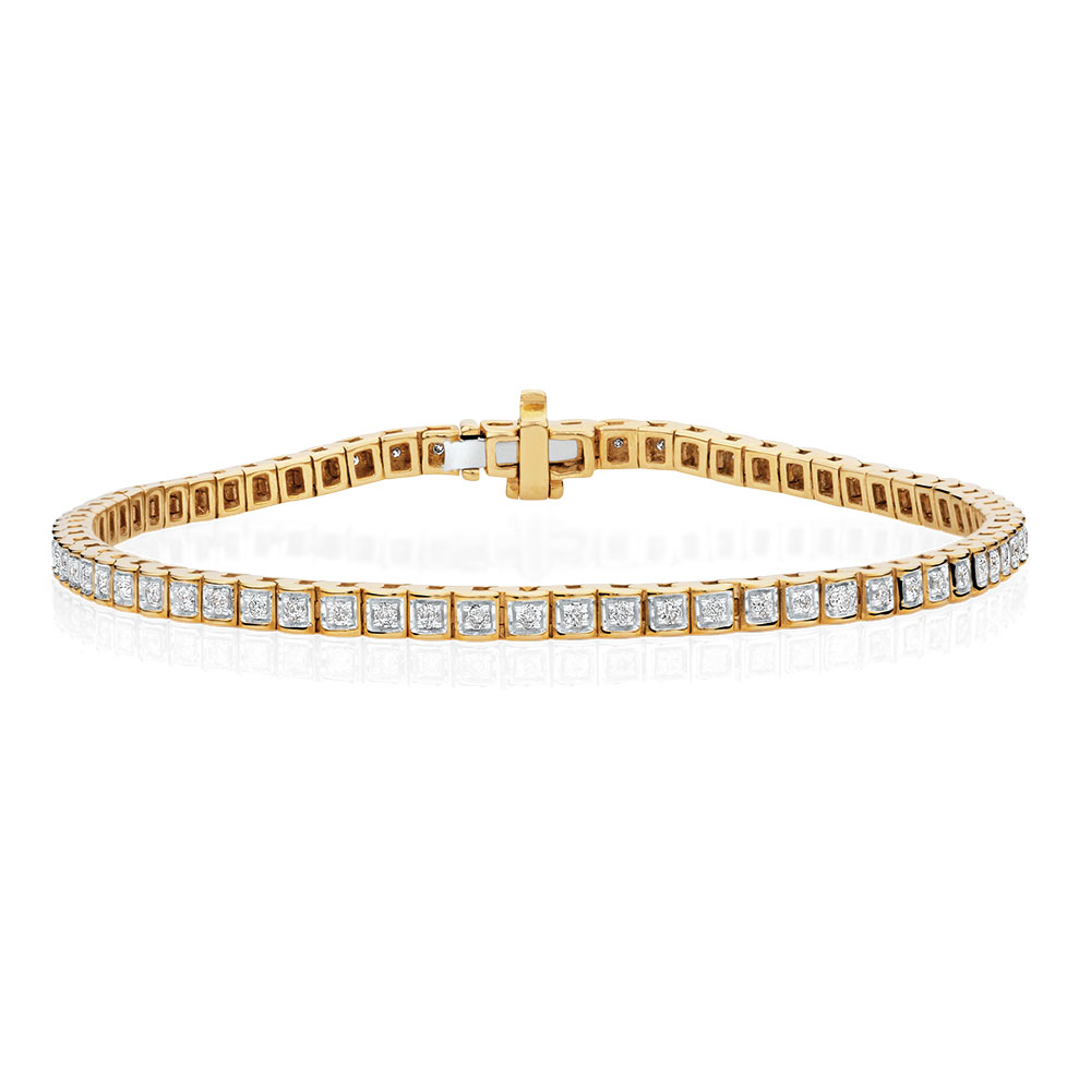 Tennis Bracelet With 3 4 Carat Tw Of Diamonds In 10ct Yellow Gold