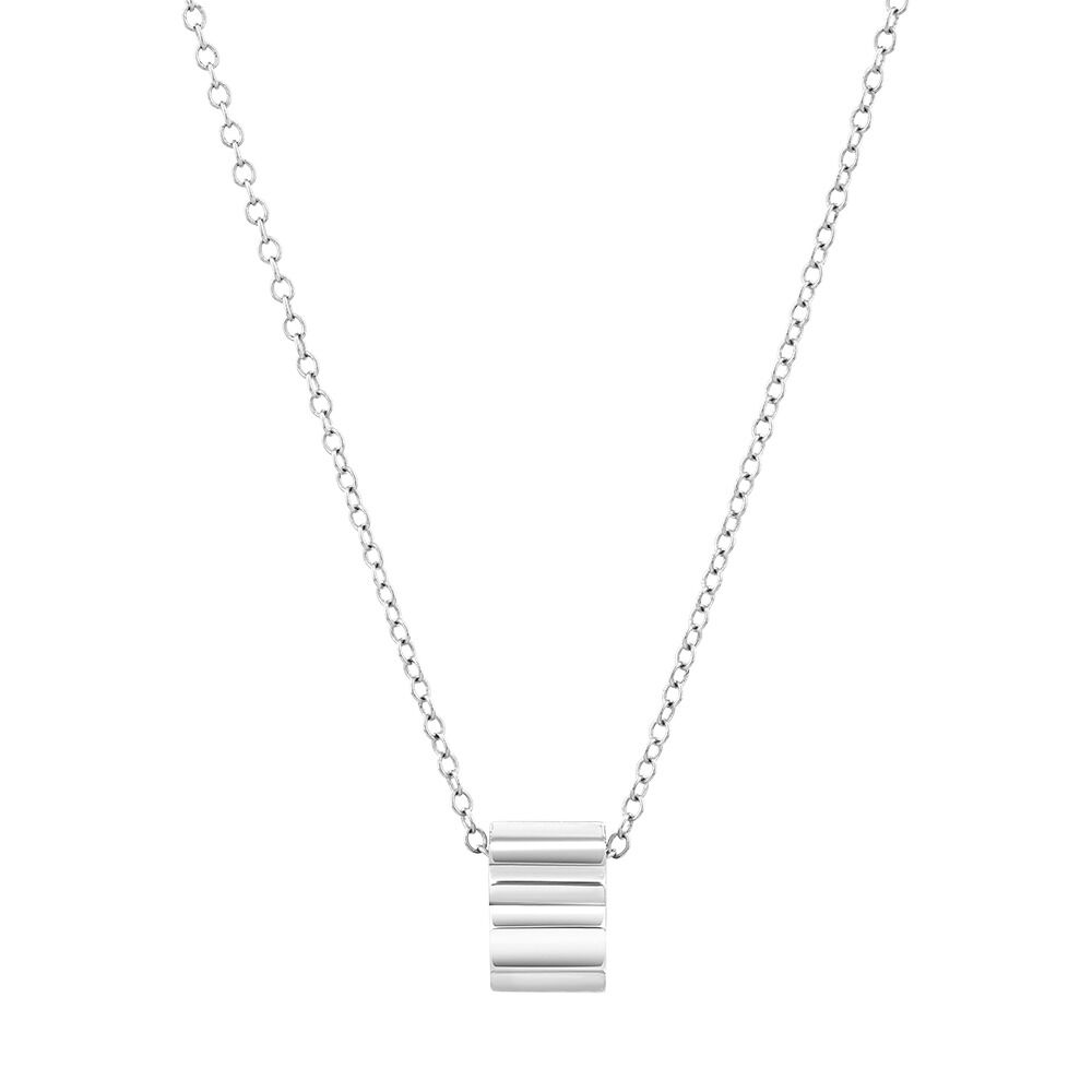 Ribbed Rondel Necklace in 10kt White Gold