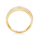 Patterned Tri-Tone Ring in 10kt Yellow, White & Rose Gold
