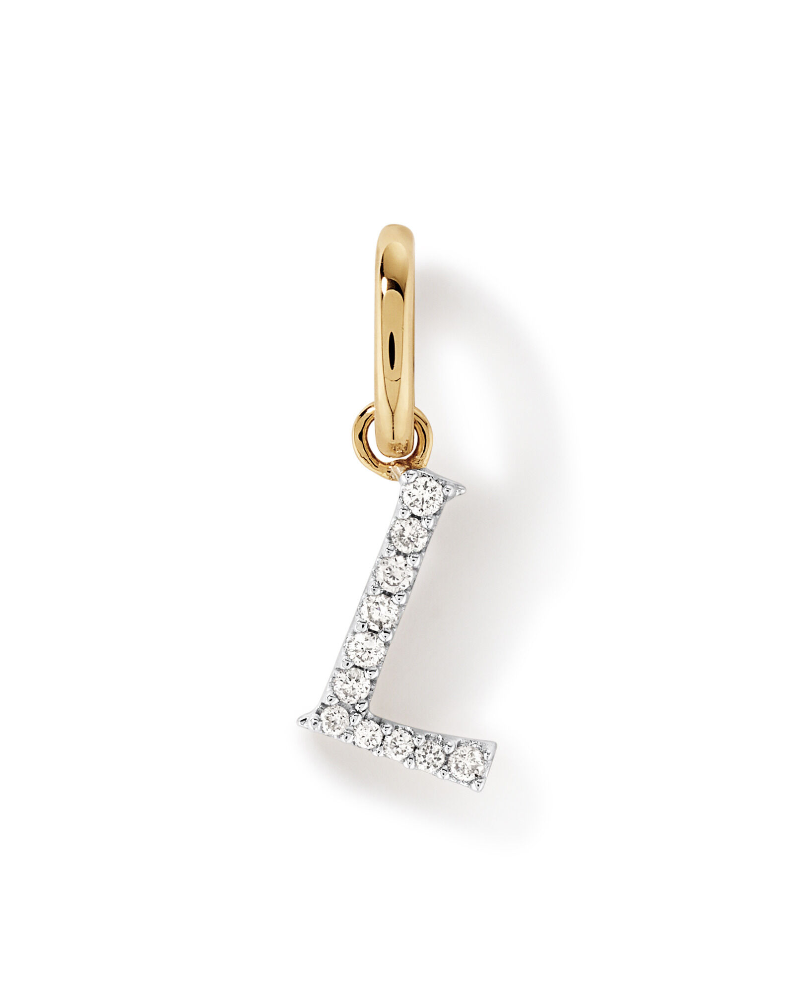 Diamond Letter L Initial Pendant in 10kt Yellow Gold