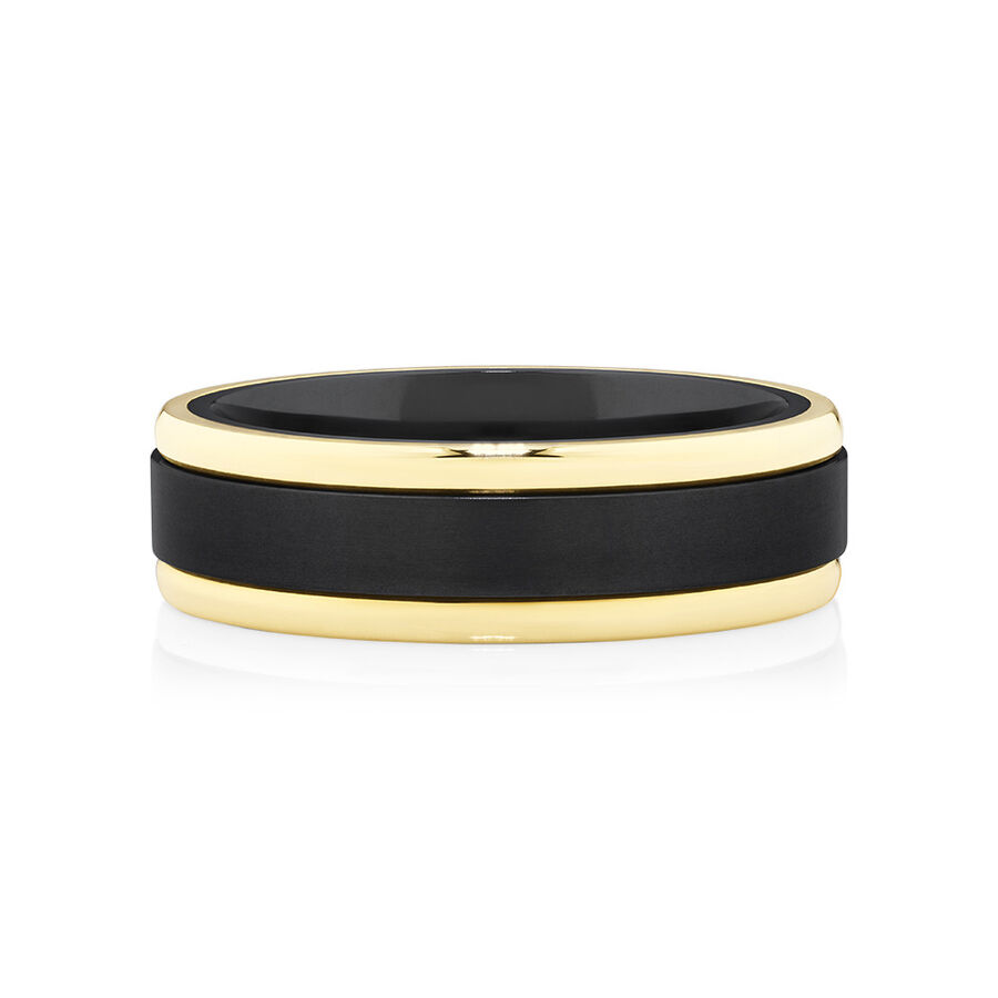 7mm Ring in 10kt Yellow Gold & Black Titanium