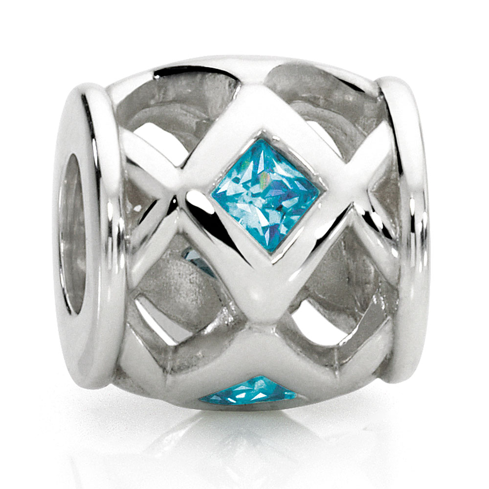 Blue Cubic Zirconia & Sterling Silver Charm