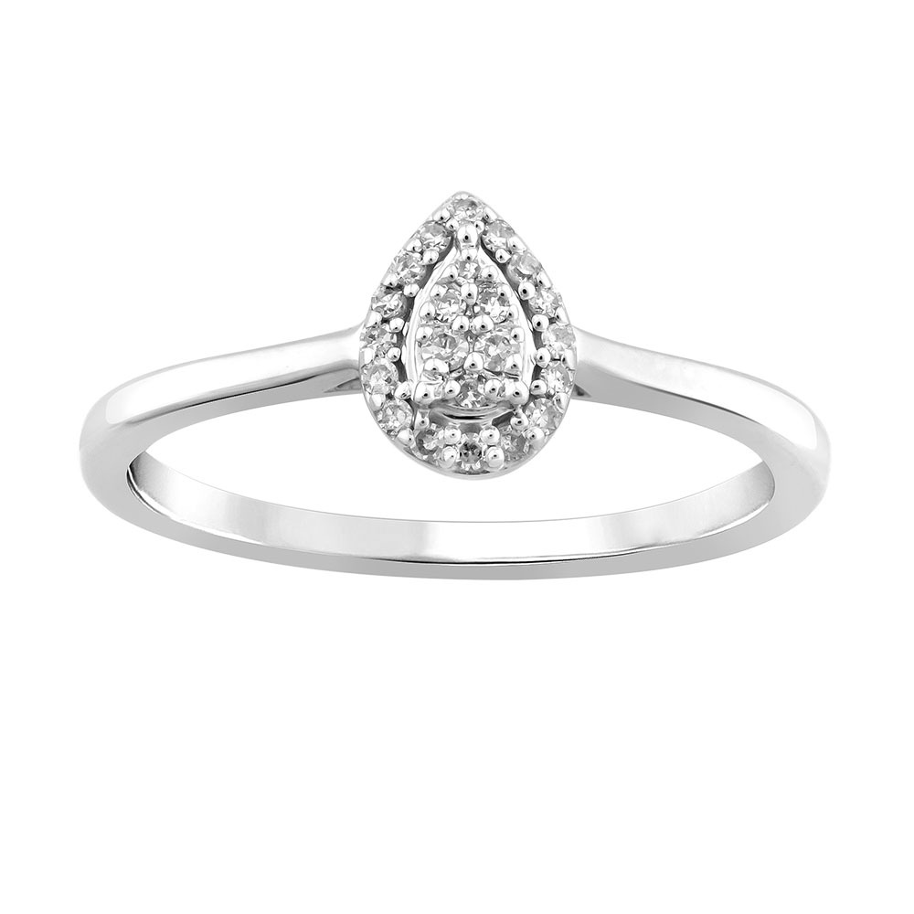 Cluster Ring with Diamonds in Sterling Silver